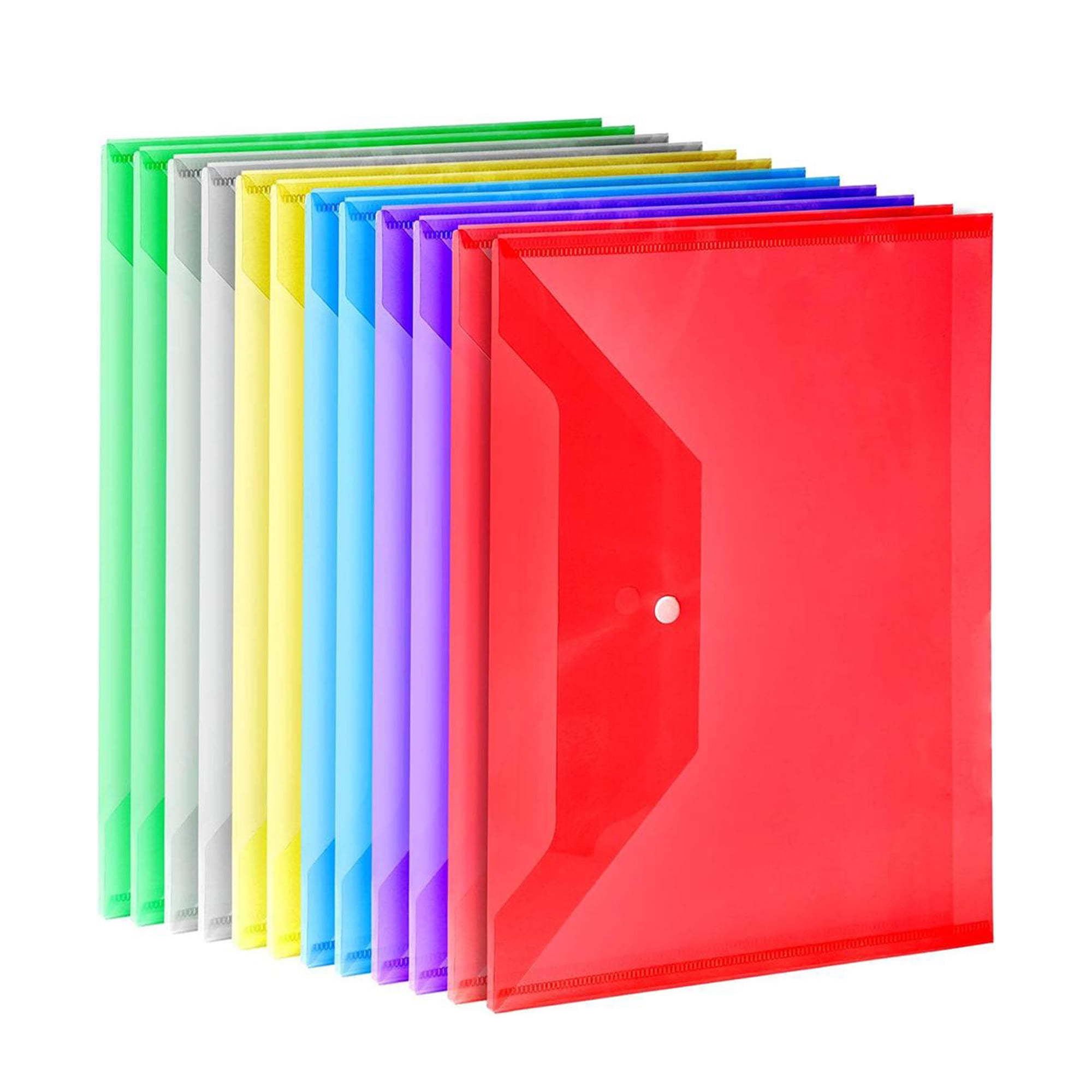 SHUNXIN 12Pcs File Folder Paper Portfolio A4 Plastic Envelopes in 6 ...