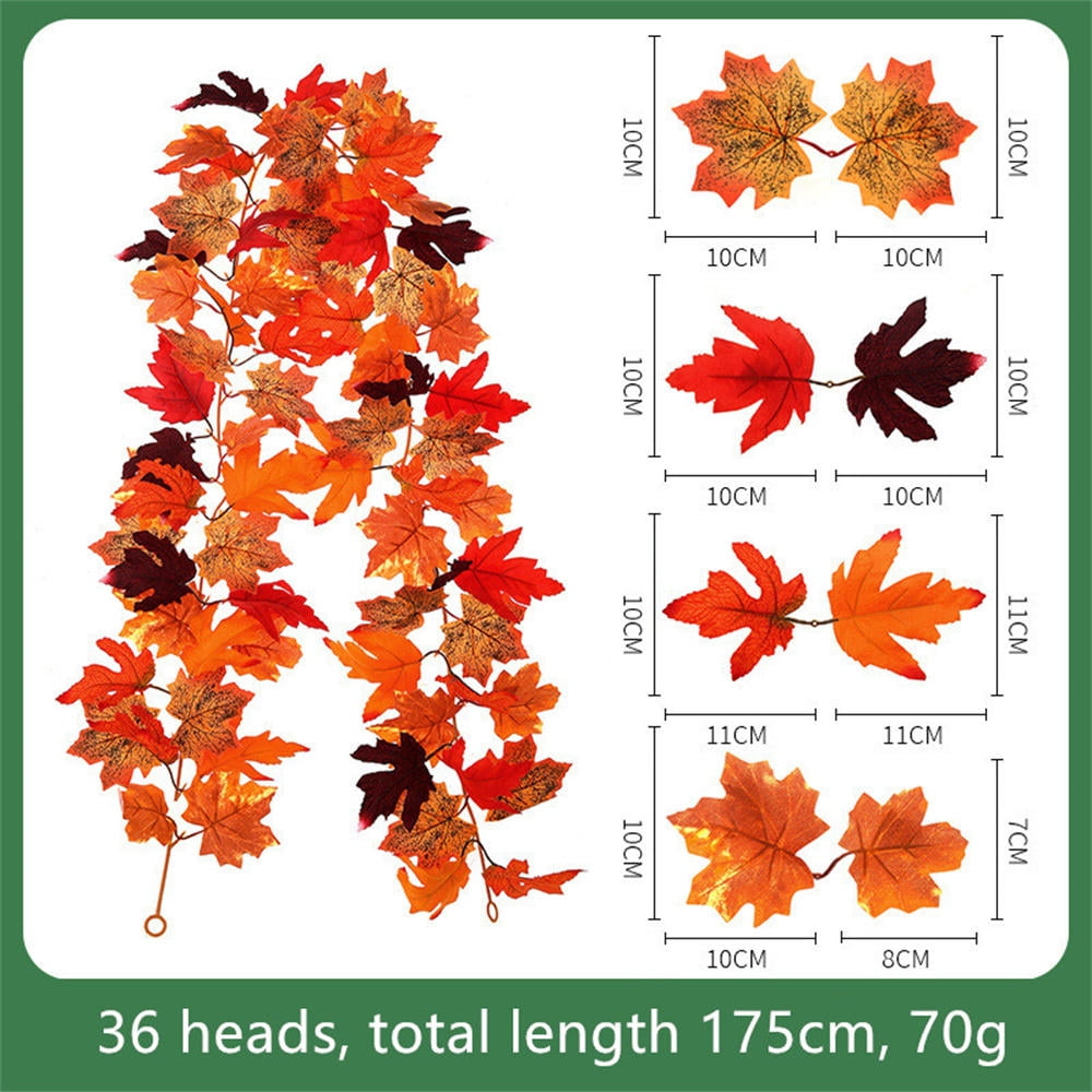 SHUNXIN 2 Pack Fall Garland Maple Leaf, 6.56Ft/Piece Hanging Vine ...