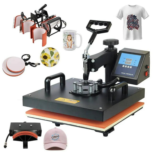 SHUOHAObrand Cheap 38*38CM 8 in 1 Combo Heat press Machine Sublimation Printer 2D Heat Transfer ...