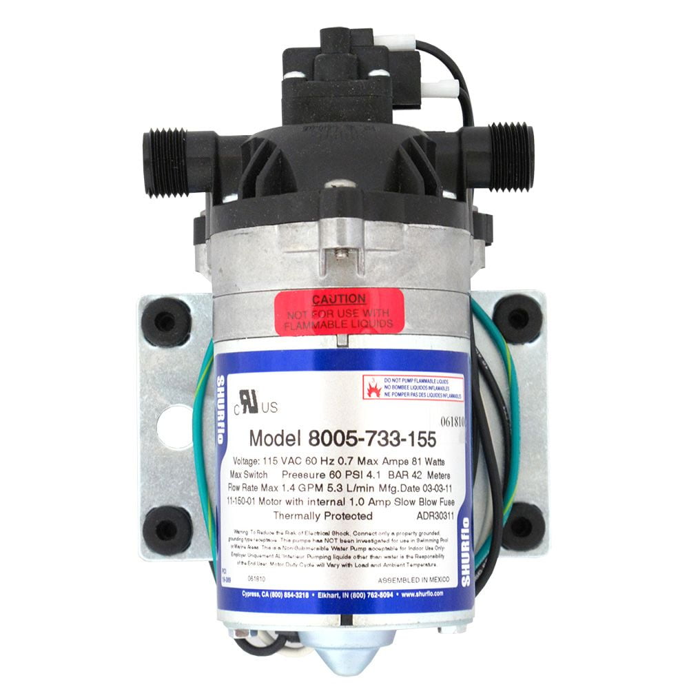 SHURflo Demand Pump 8005-733-155, 1.5 GPM, 60 PSI, 115VAC, Compact ...