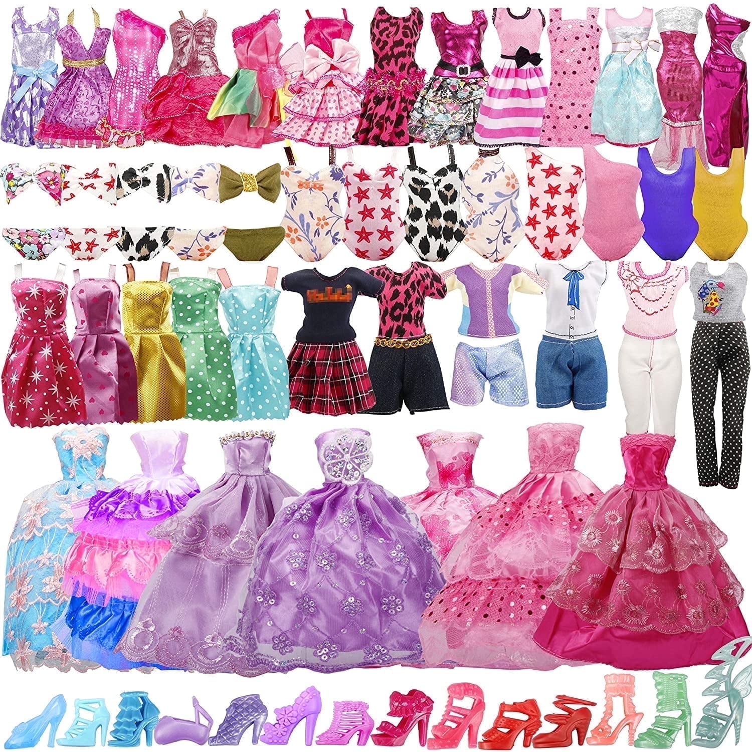 SHUWND 35 Pack Handmade Doll Clothes Including Wedding Gowns Fashion ...