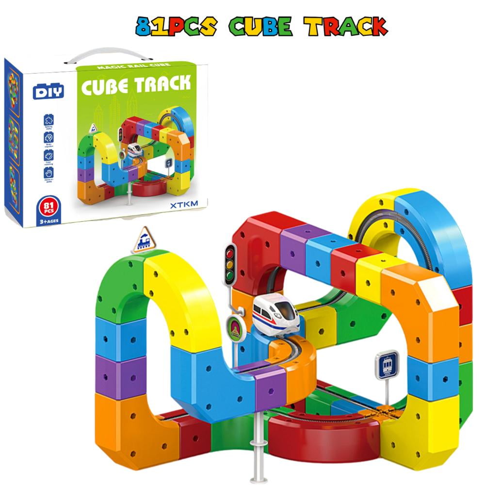 SHUWND 81Pcs 3D Snap-on Building Block Track Magnetic Train Toy Set ...