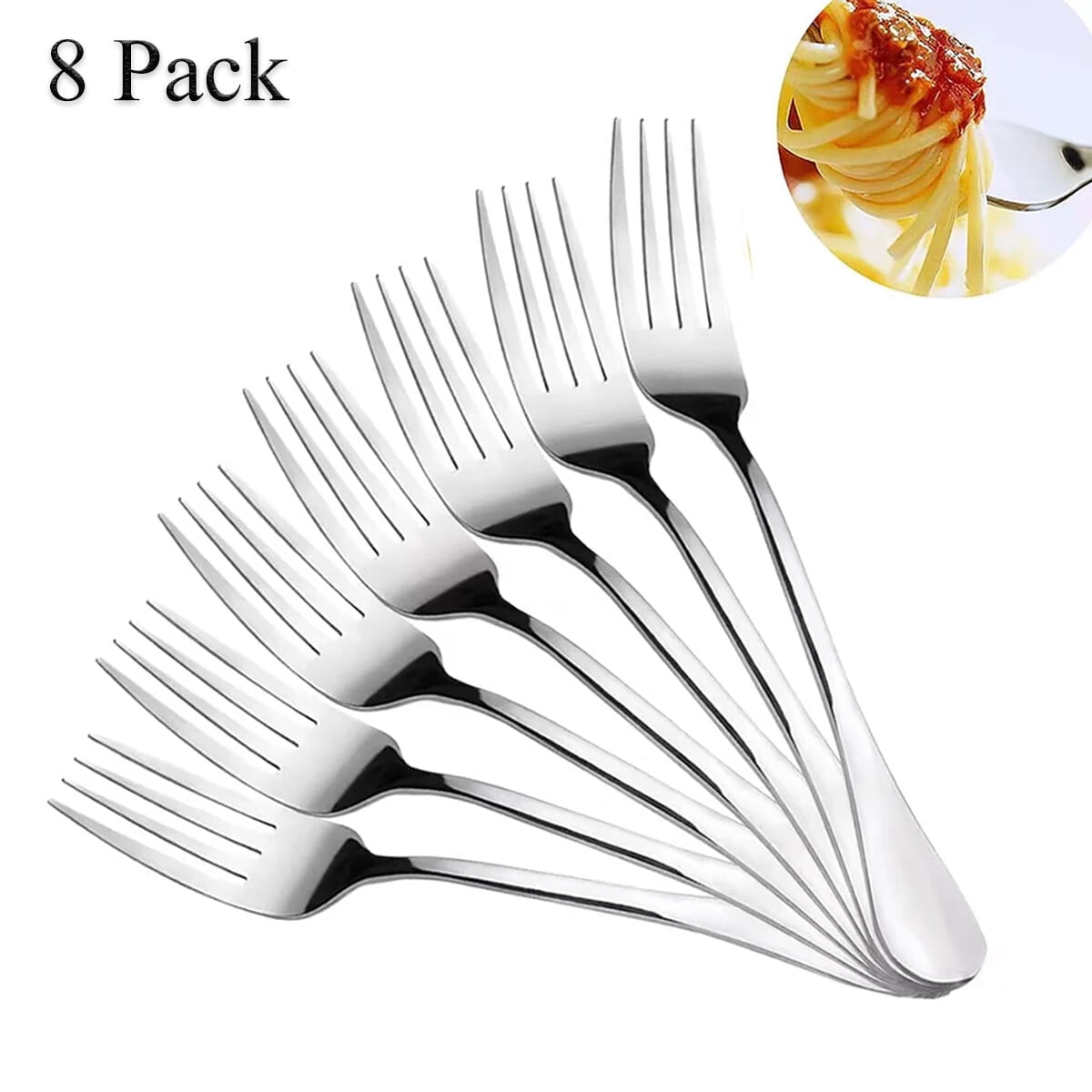 SHUWND Dinner Forks Set Of 8, 18/10 Stainless Steel, Durable Flatware ...