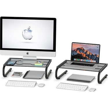 2-Pack Monitor Stand Riser with 3 Height Adjustable and Mesh Platform ...