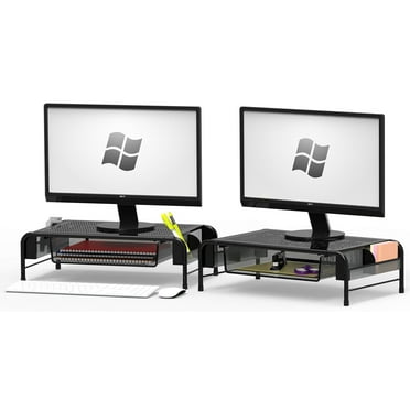 2-Pack Monitor Stand Riser with 3 Height Adjustable and Mesh Platform ...