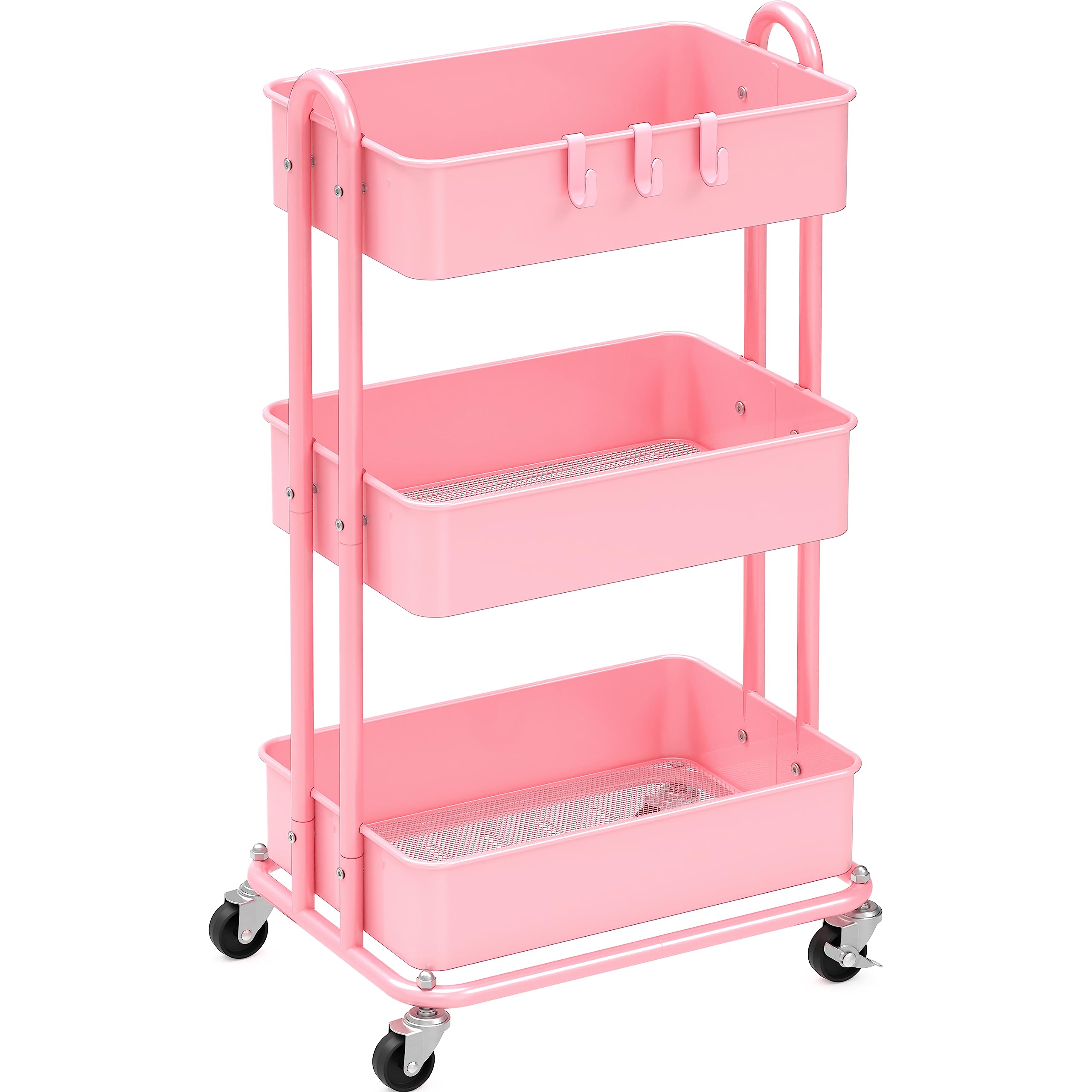 SunnyPoint 3-Tier Compact Rolling Metal Utility Cart Kitchen With ...