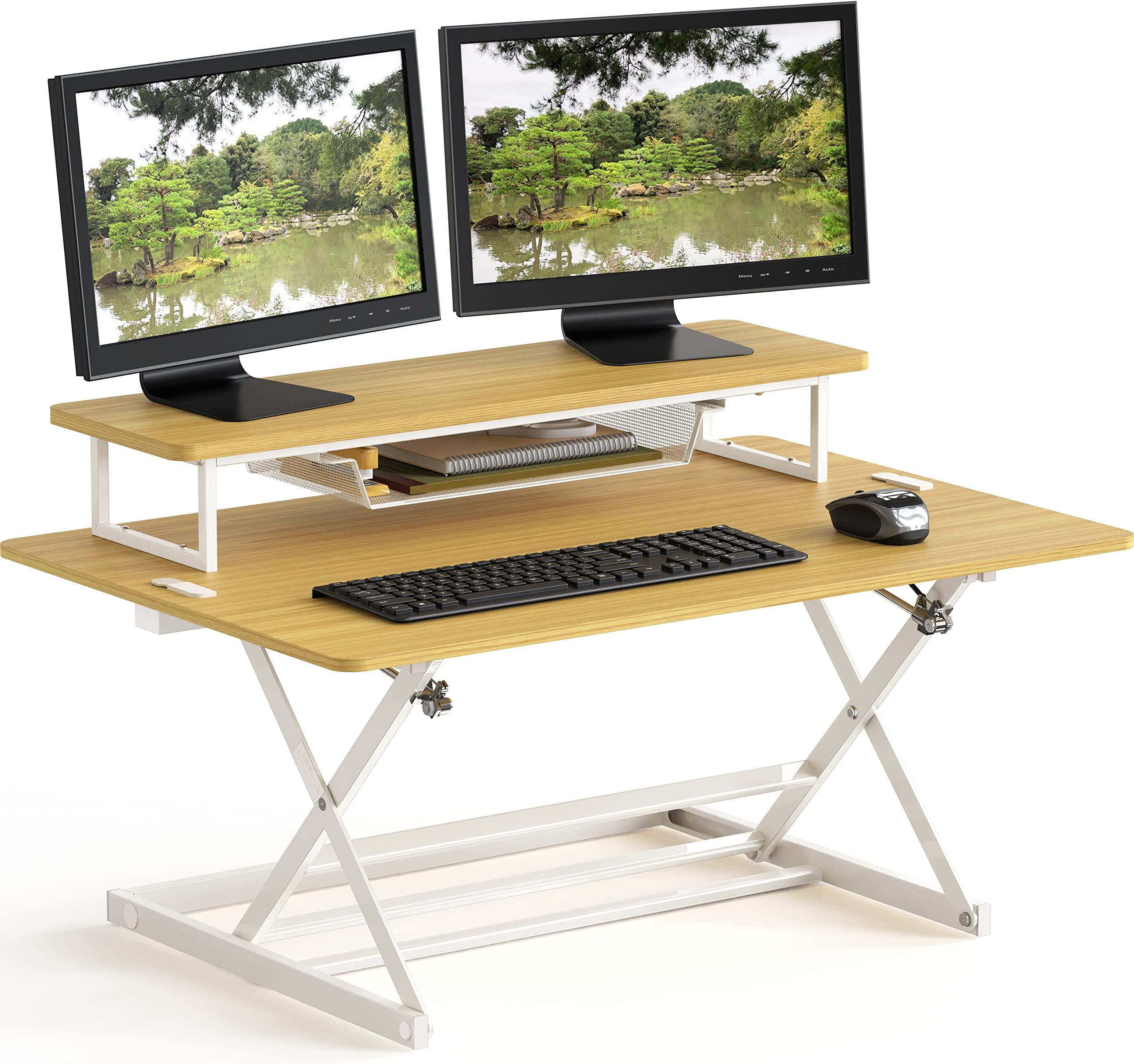 FITUEYES Computer Monitor Riser Stand with Height Adjustable Desktop ...