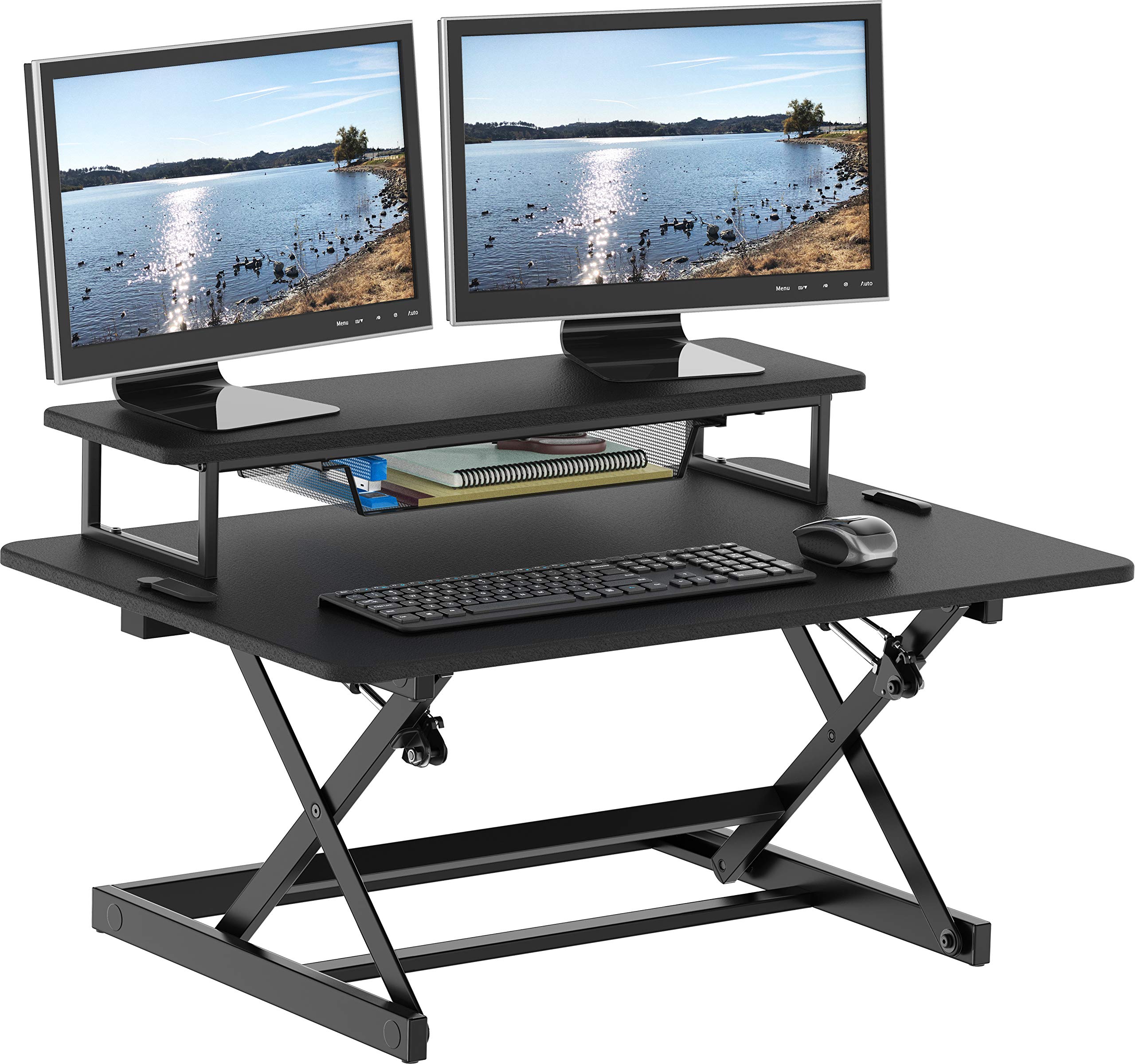 Rocelco 46" Large Height Adjustable Standing Desk Converter, Quick Sit ...