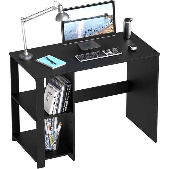 SHW 38-Inch Computer Desk with Shelves, Black - Walmart.com