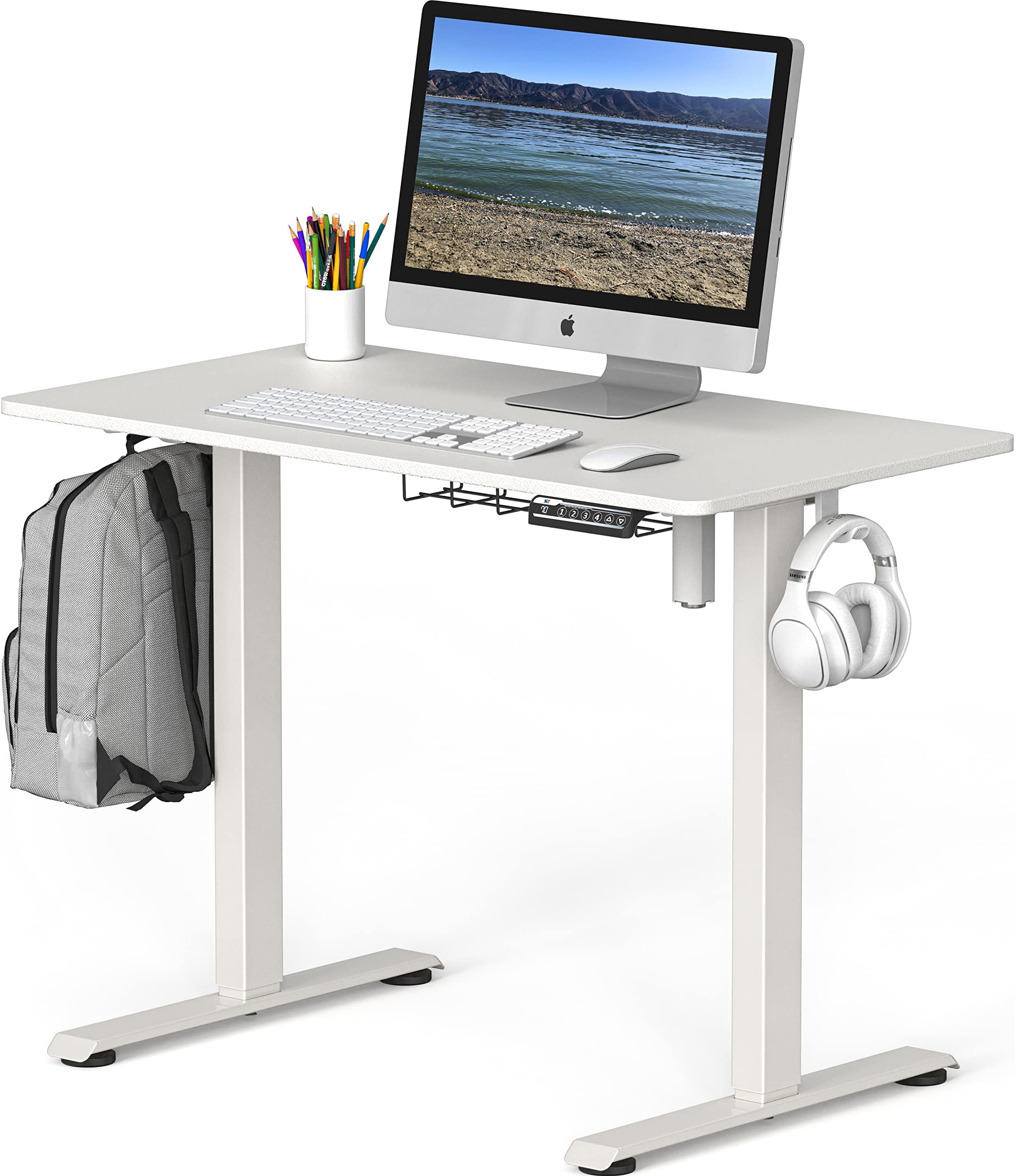SHW Electric Standing Office Desk, 40-Inch Height Adjustable with Lift ...