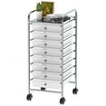 SHW Chrome 8-Drawer Rolling Storage Cart, Utility Organizer with Wheels ...