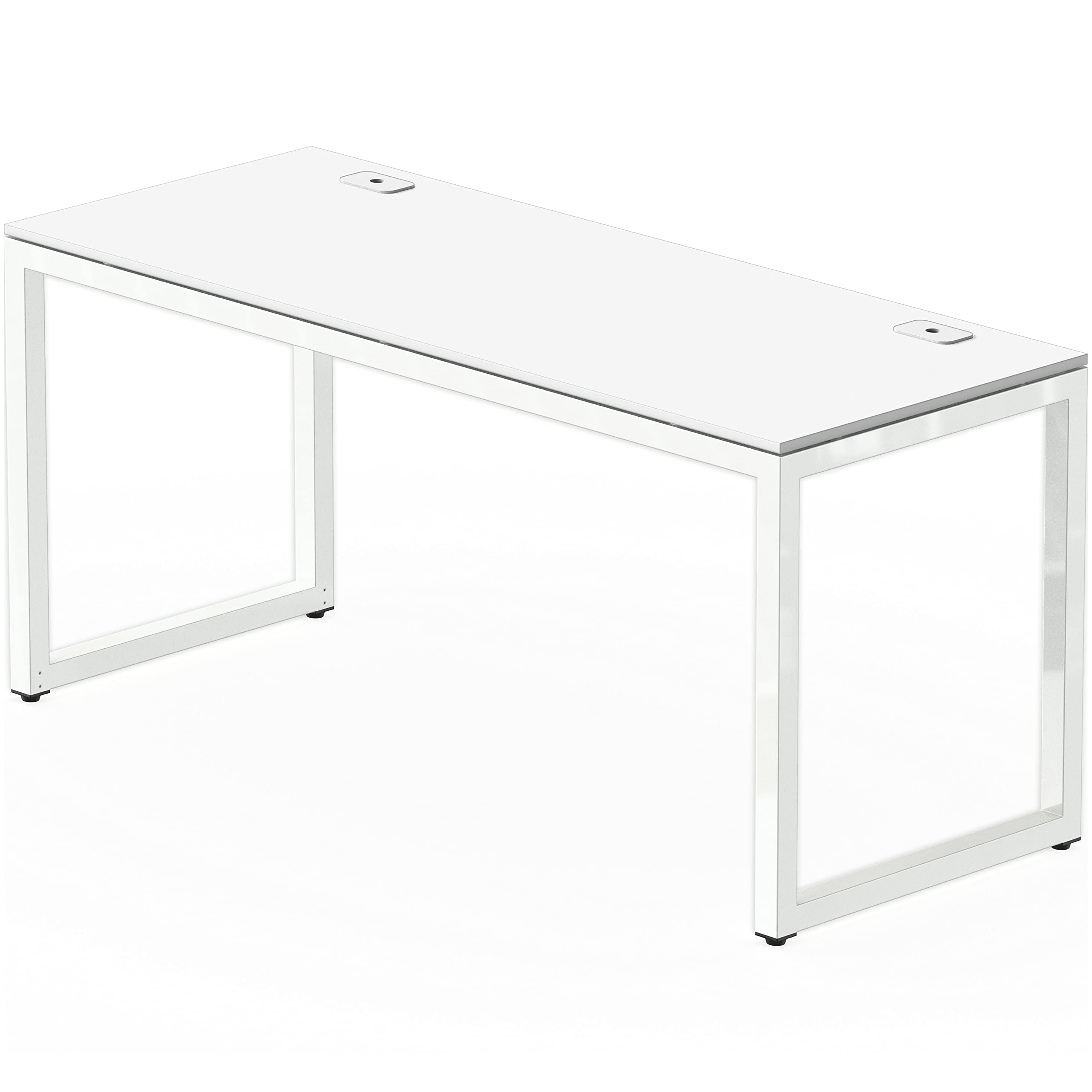 SHW Home Office Large White Computer Desk, 55-Inch, Steel Frame, Powder ...
