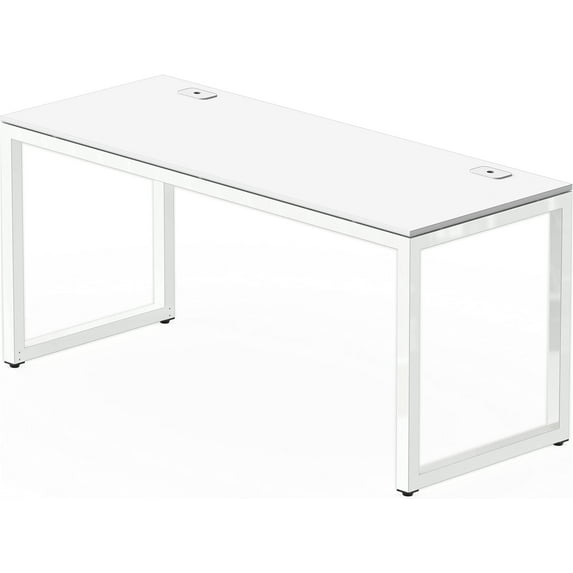 SHW Artwork Solo 55 Inch Desk, White, Steel Frame with Powder Coated ...