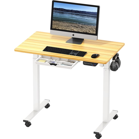 SHW Electric Adjustable Standing Desk with Motor, 40x24 Inches, Mobile ...