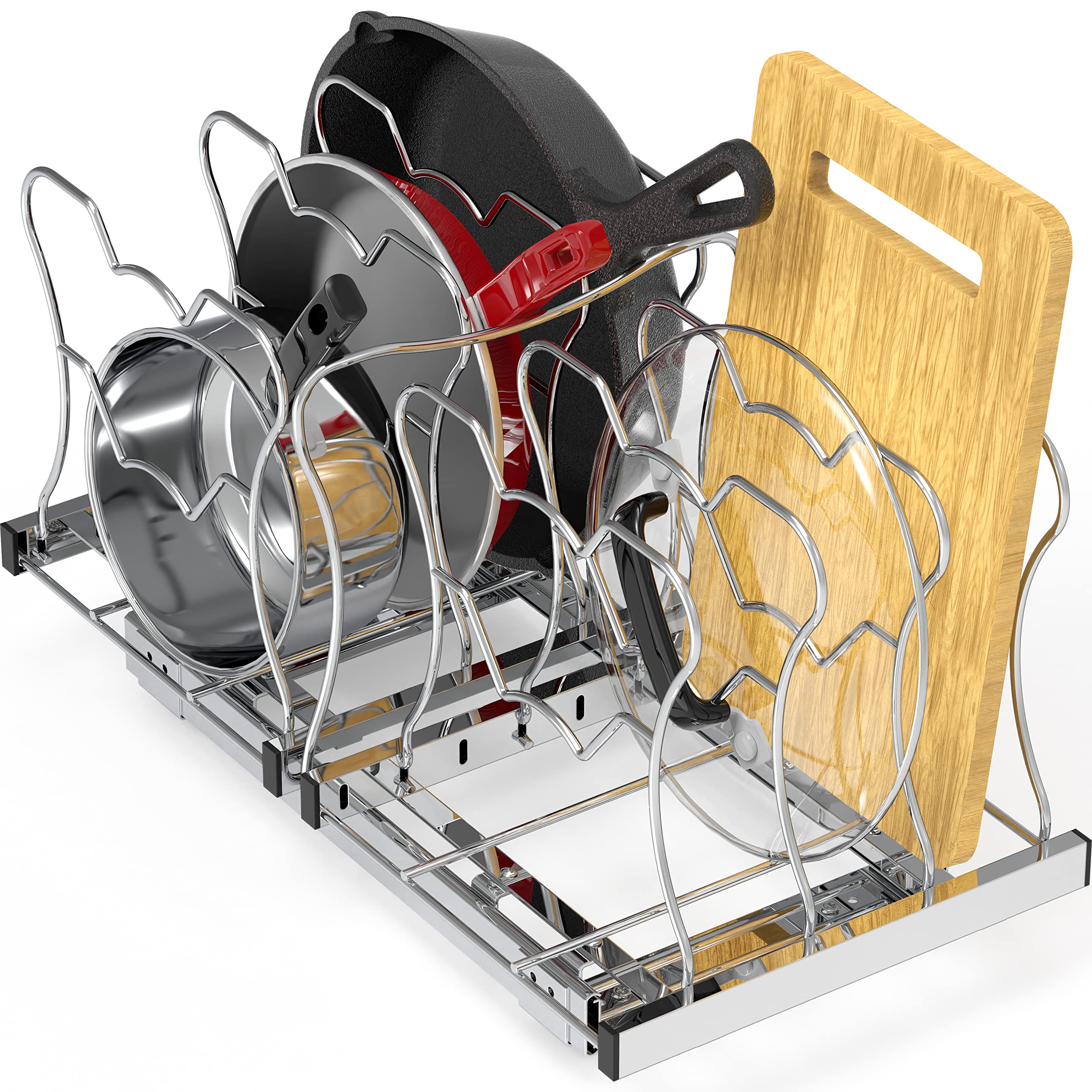 Glideware Wood Pull-out Cabinet Organizer for Pots, Pans, and Much More ...