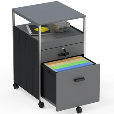 T4TREAM Lockable File Cabinet Farmhouse Wood 2 Drawer Large Storage Box ...