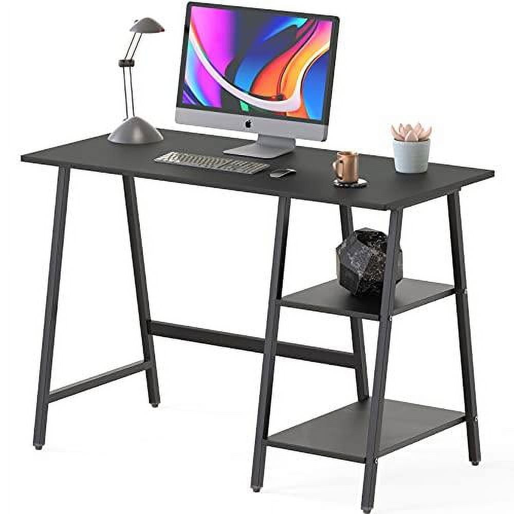 SHW Black Home Office Computer Desk, Wood Grain Laminated Particle ...
