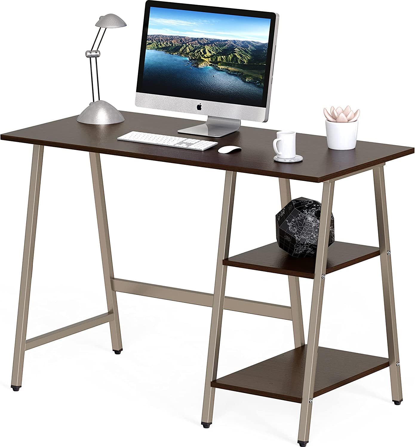SHW Trestle Home Office Computer Desk, Espresso - Walmart.com