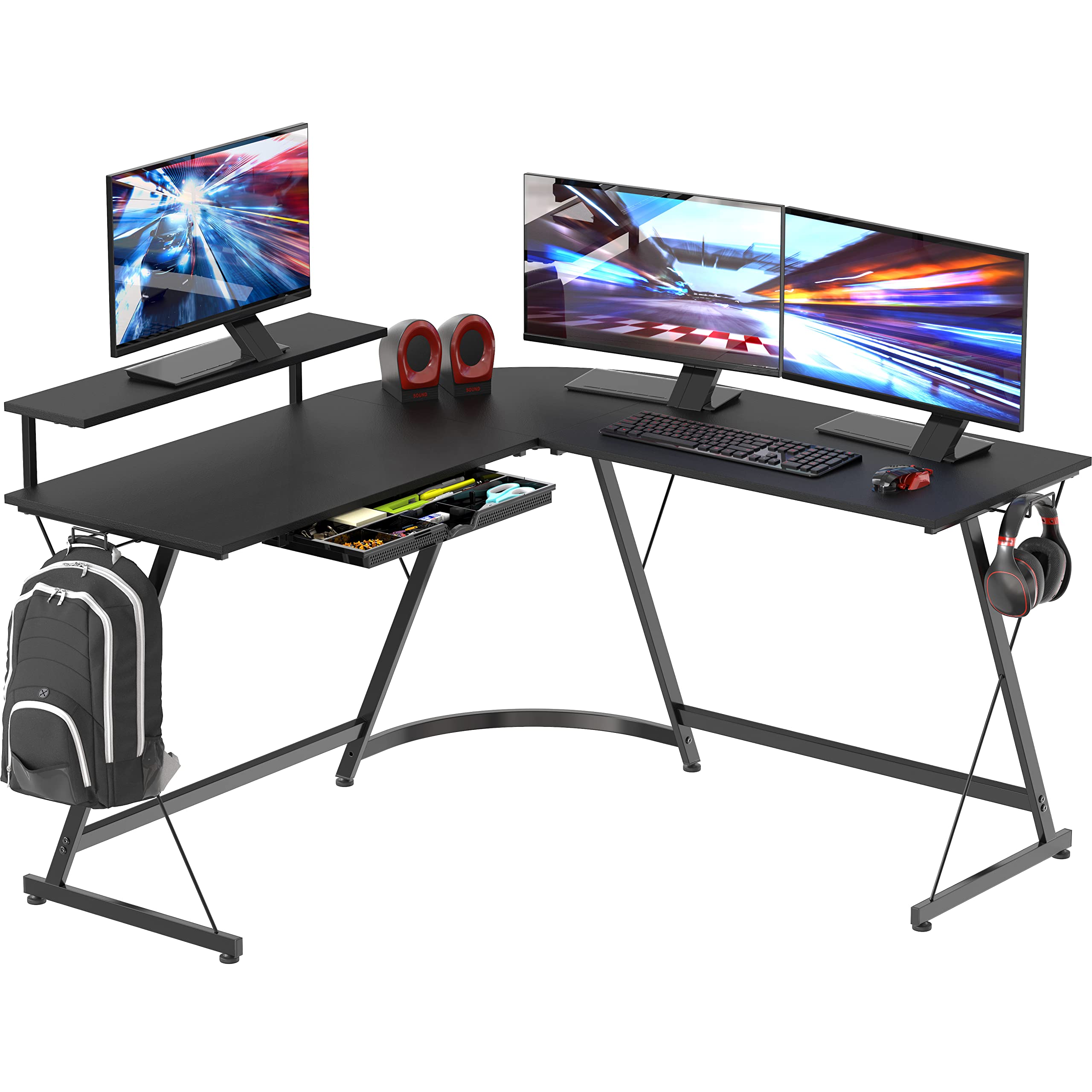 Emerge EEM59260 47 in. Vizon Gaming Desk with Raised Monitor Platform ...
