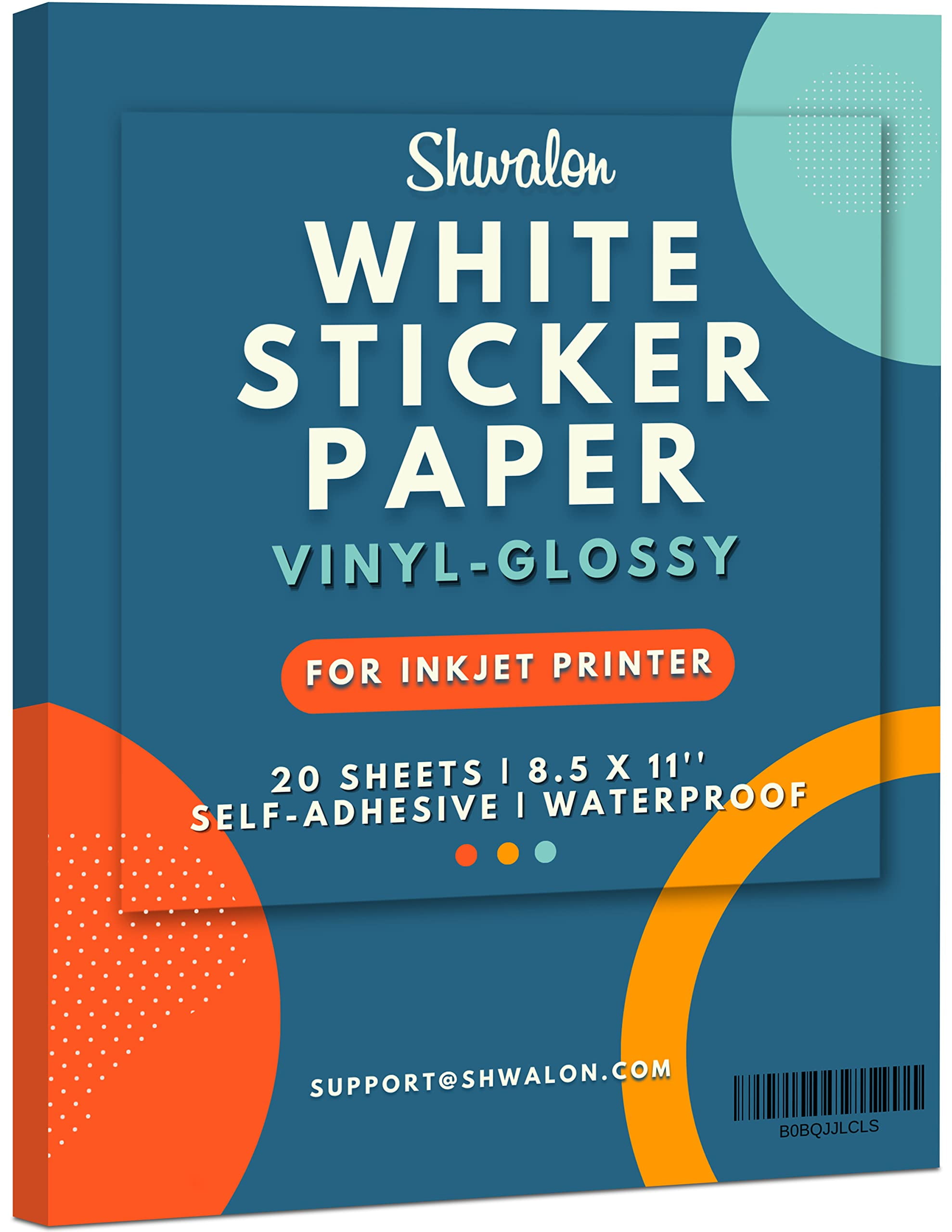 SHWALON 20 Sheets White Vinyl Printable Sticker Paper for Inkjet ...