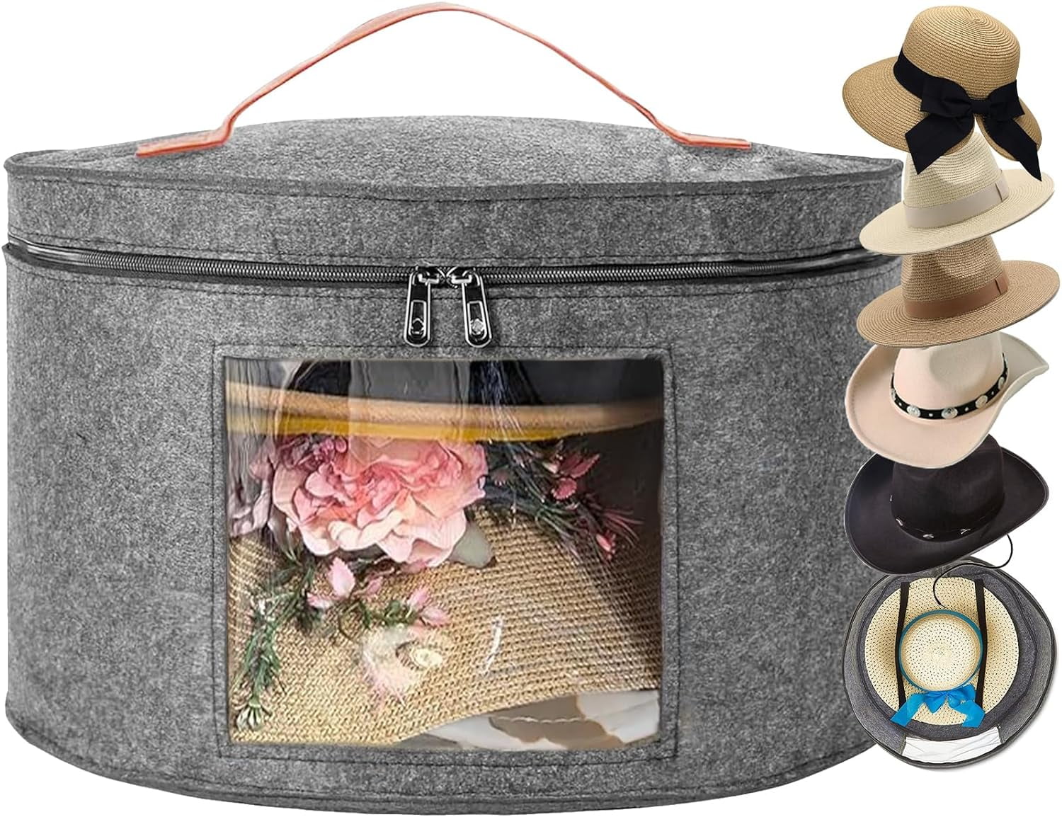 SHWWQUE Round Shape Hat Storage Box for Cowboy Hats, Grey - Walmart.com