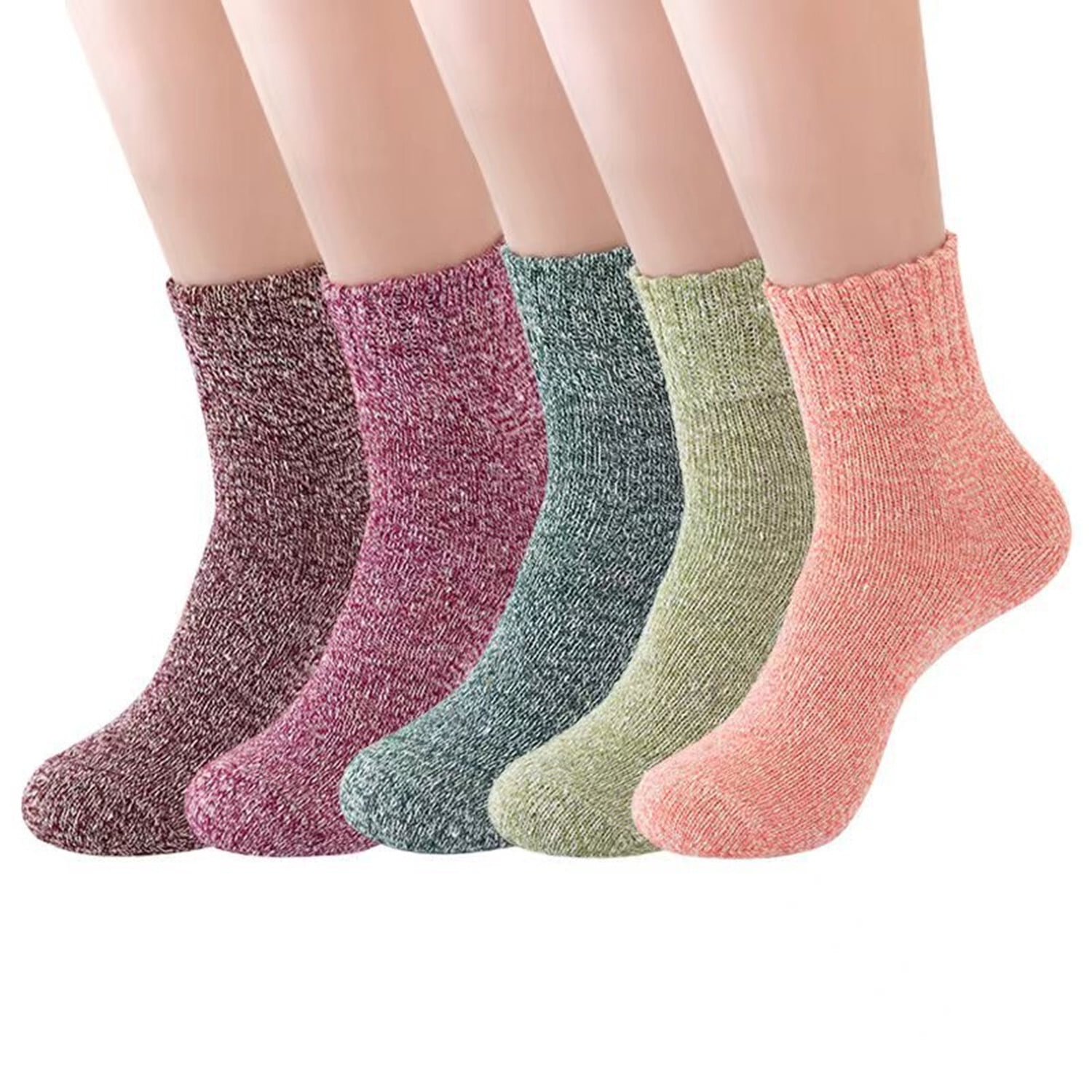 SHX 5 Pairs Womens Wool Socks, Women's Wool Cashmere Socks Winter Fuzzy ...