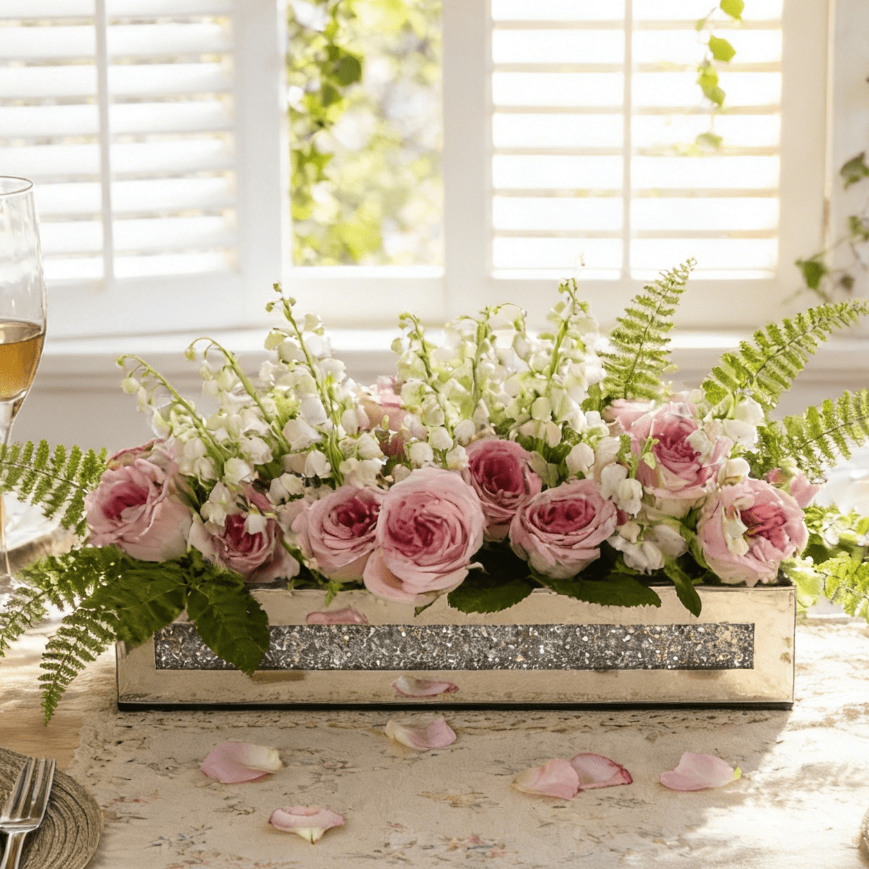 SHYFOY Flower Vase Crushed Diamond Mirrored Vases Luxury Flower ...