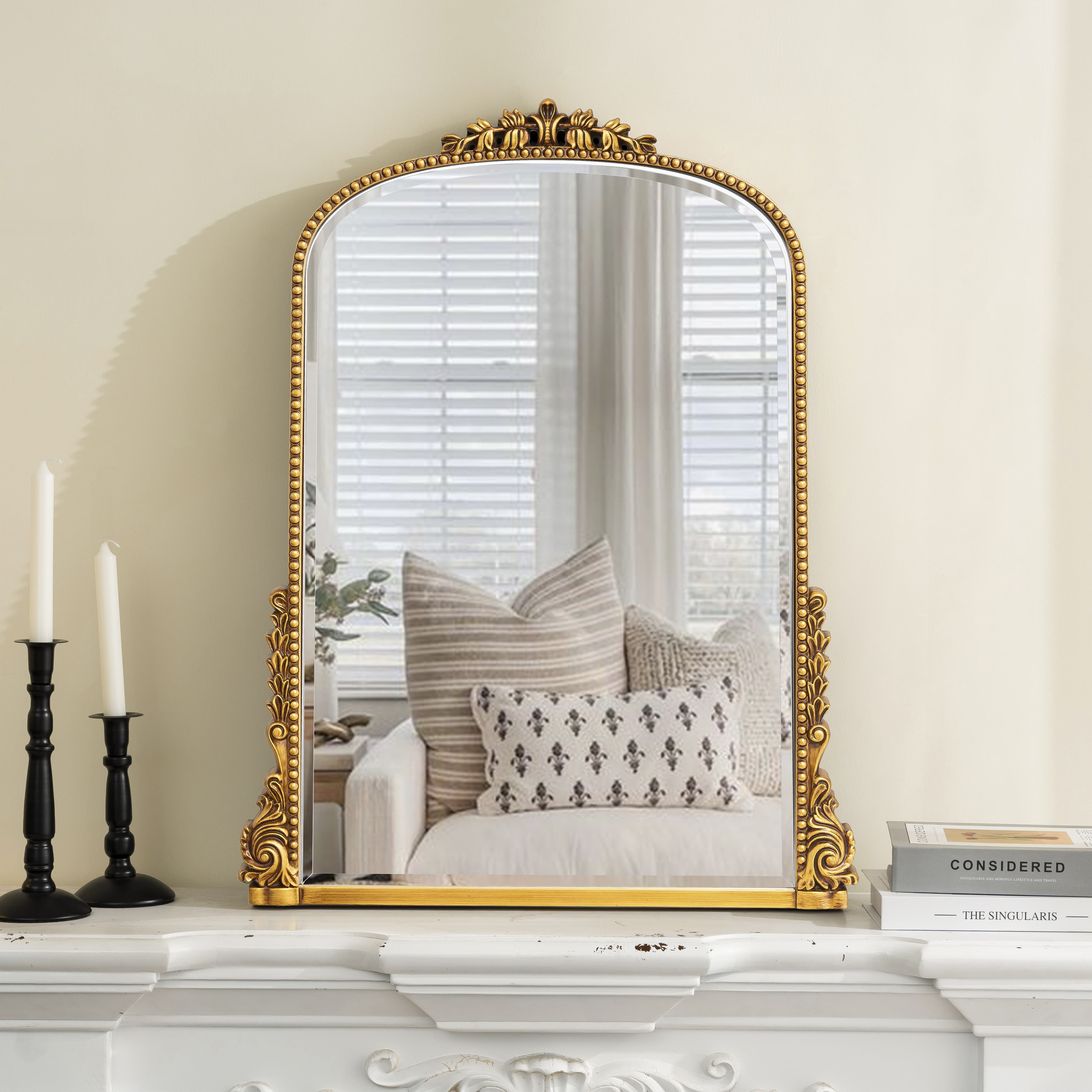 SHYFOY Gold Baroque Arched Wall Mirror HD Mirrors for Home Decor ...