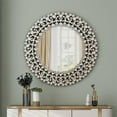 SHYFOY Jeweled Accent Wall Mirror 33.85 Inches Round Sparkly Decorative ...