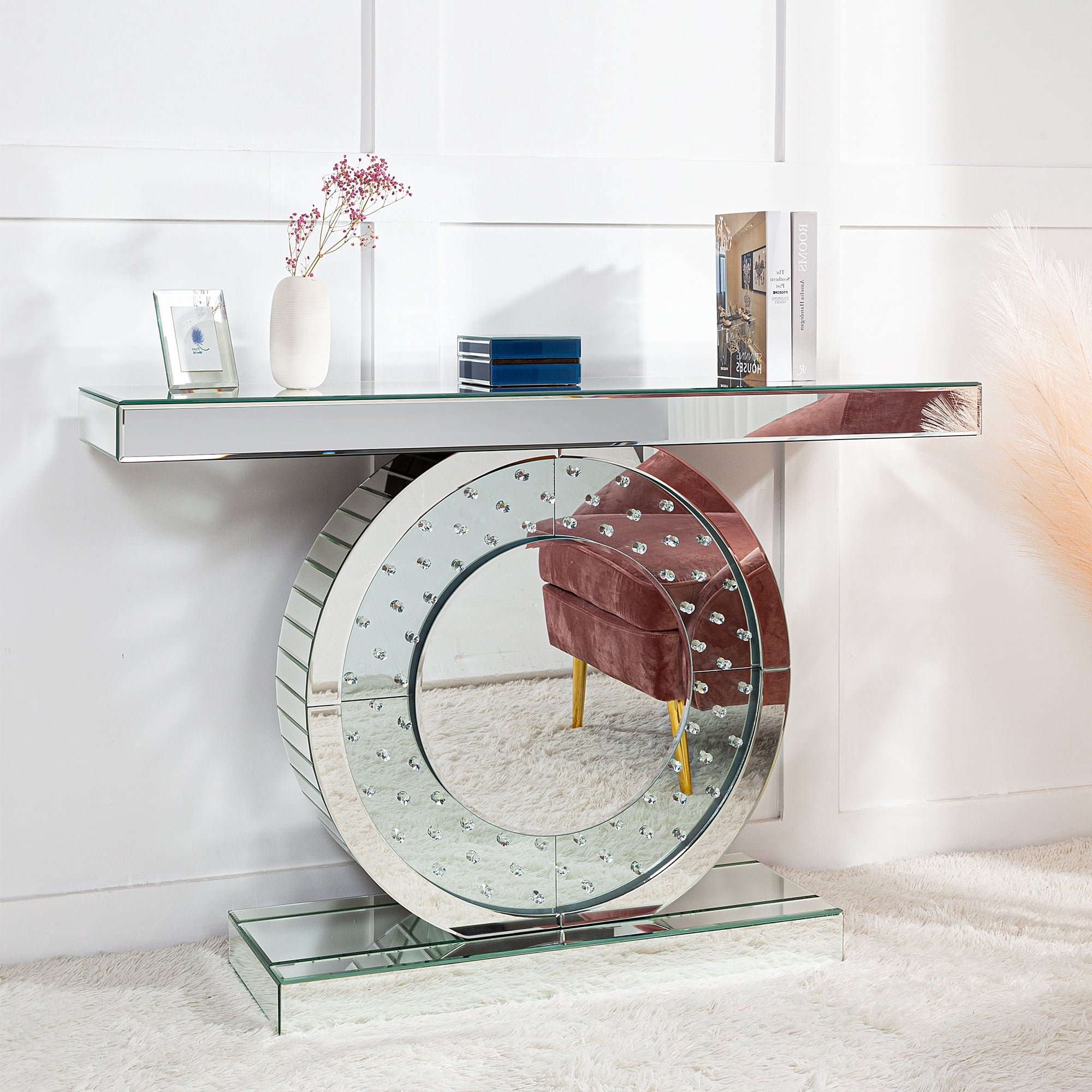 SHYFOY Mirrored Console Table Rectangular Sofa Table - Walmart.com