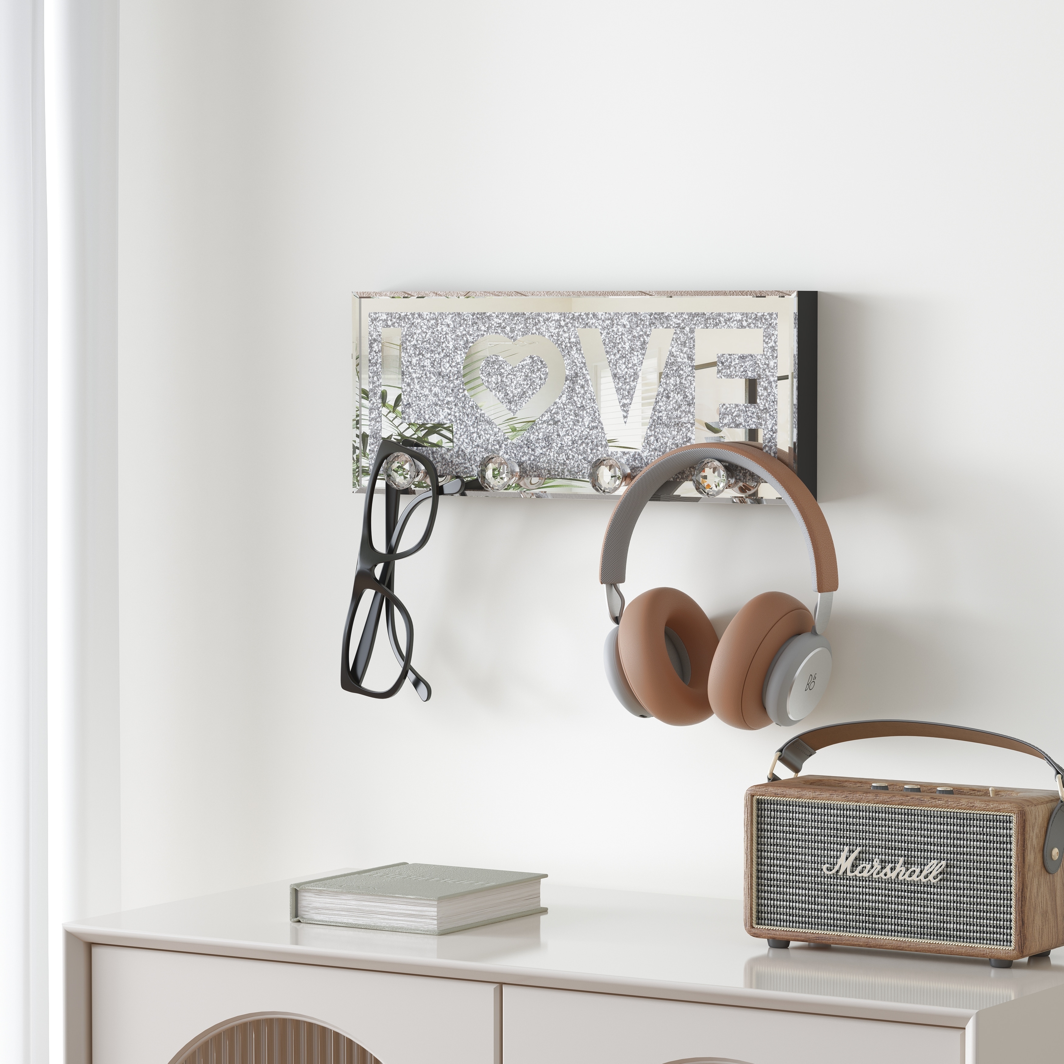 SHYFOY Mirrored Key Holder for Wall Decorative silver - Walmart.com