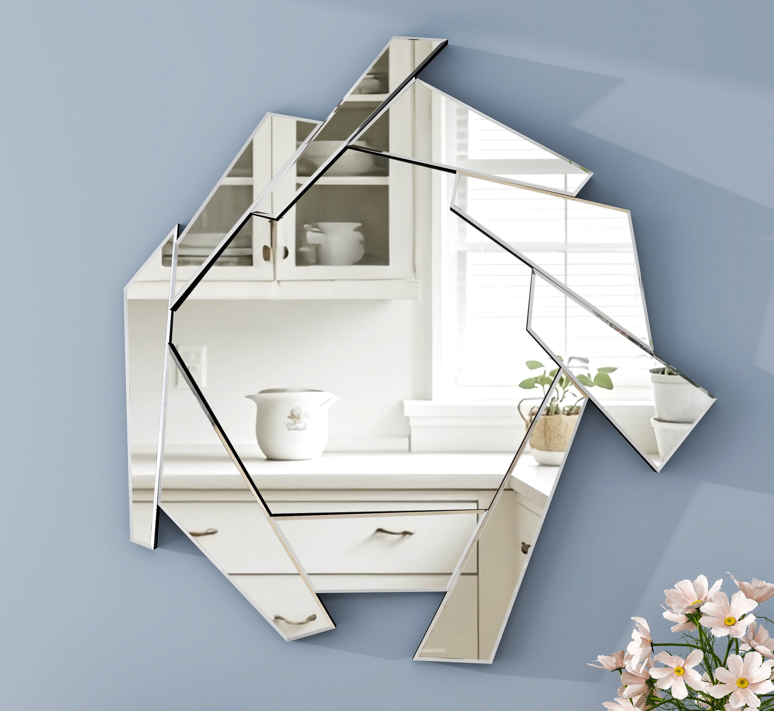 SHYFOY Modern Asymmetrical Wall Mirror Accent Mirrors for Home Decor ...