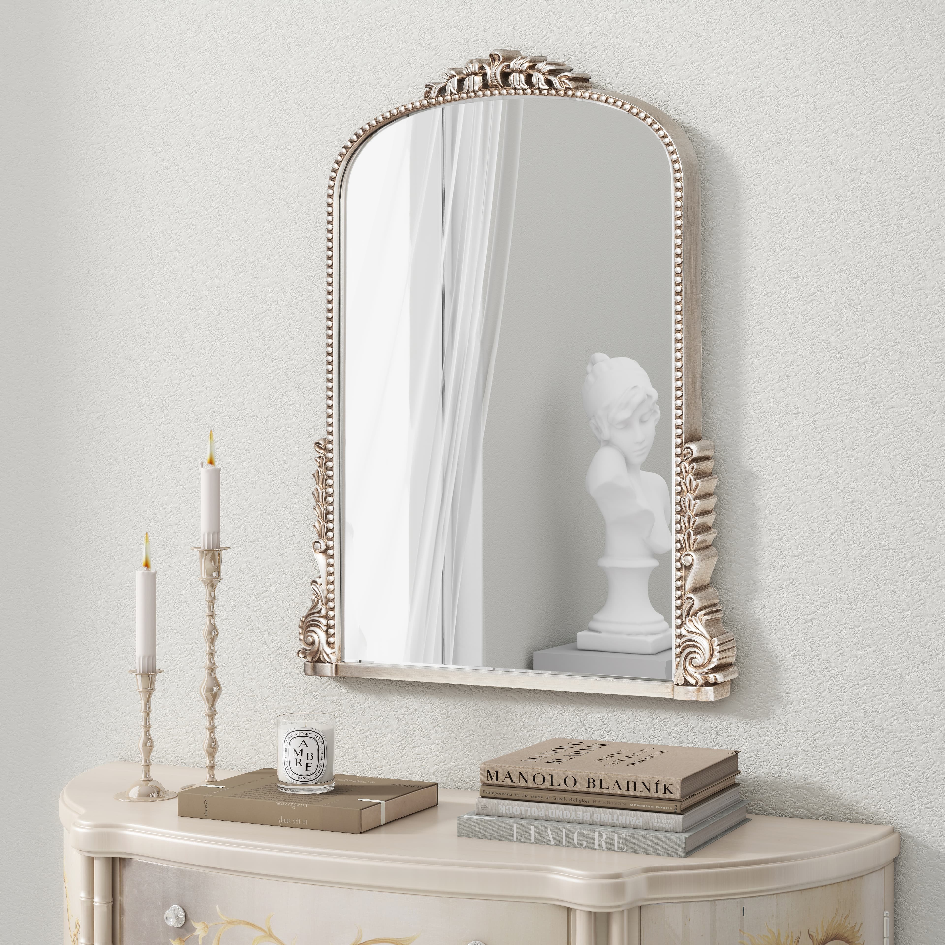 SHYFOY Modern Baroque Arch Wall Mirror HD Silver Mirrors for Home Decor ...