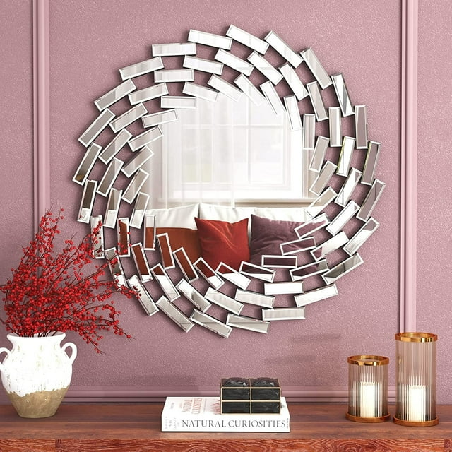 SHYFOY Sunburst Shape Wall Mirror Round Accent Mirror 32"x32" - Walmart.com