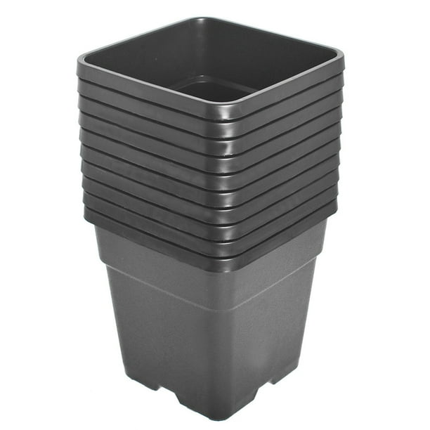 SHZAITOR 10 PACK Re-usable Square Nursery Pot 2 Gallon Plastic Grow ...