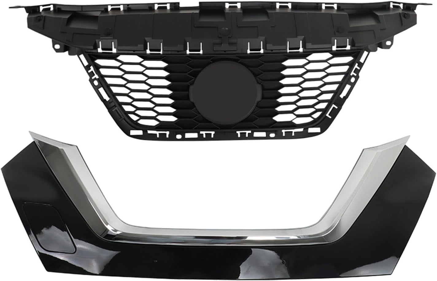 SHZAITOR 2Pcs Front Upper Lower Grille Set Black Chrome Trim ...