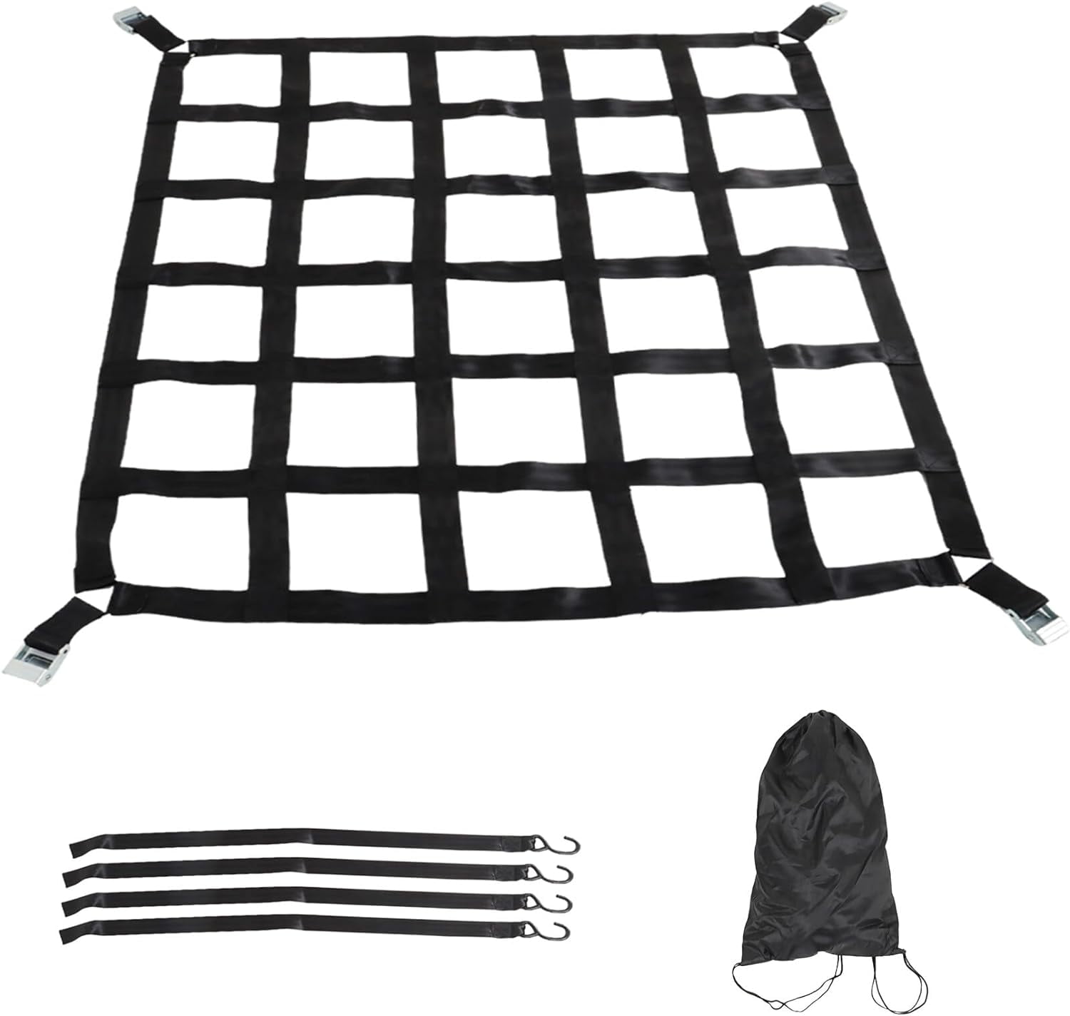 SHZAITOR 3.5FT x 4.2FT Black Cargo Cover Mesh Heavy Duty Cargo Net ...