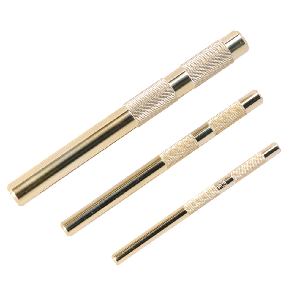 SHZAITOR 3-Pack Brass Roll Pin Knurled Punch Set Brass Drift Punch Kit ...