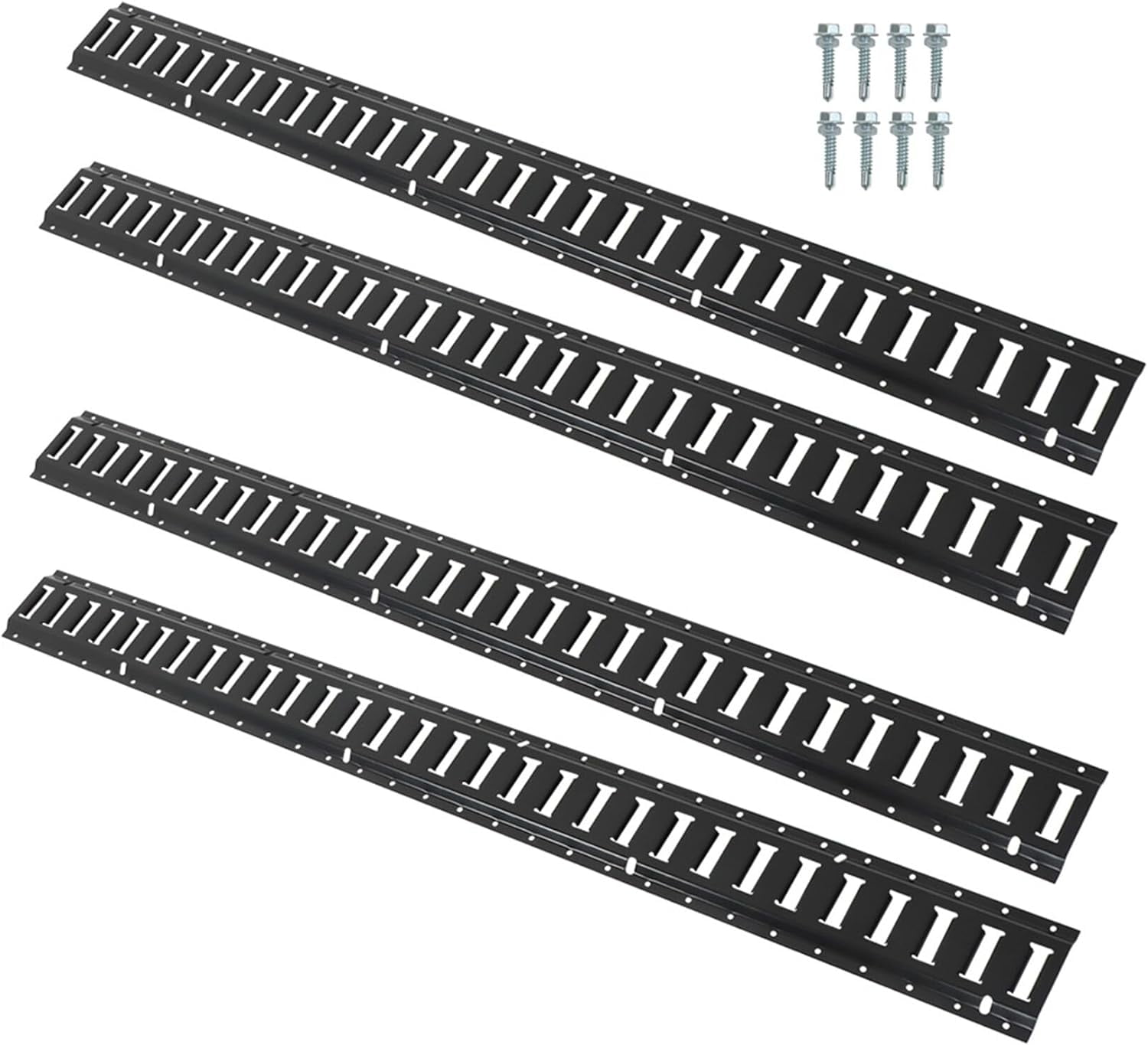 SHZAITOR 4 PCS E Track Tie Down Rail Kit 5 Foot Powder Coat Black for ...