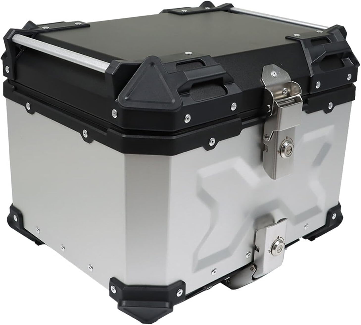 SHZAITOR 45L-X Silver Motorcycle Tail Box Top Case, Aluminum Alloy ...