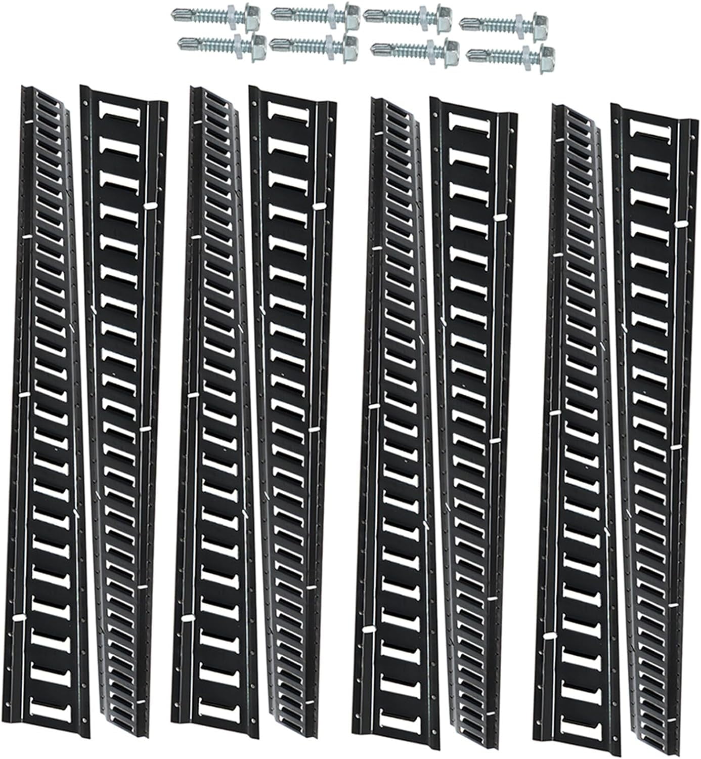 SHZAITOR 8 PCS E Track Tie Down Rail Kit 5 Foot Powder Coat Black for ...