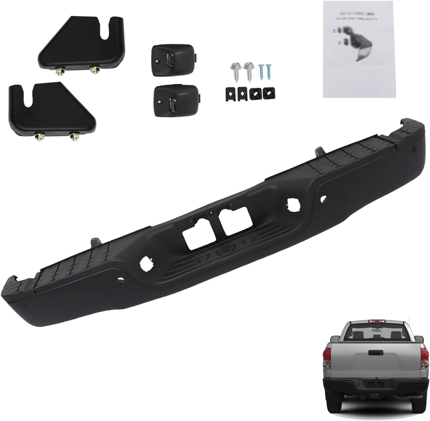 SHZAITOR Black Step Rear Bumper Complete Cover Bumper Assembly with ...