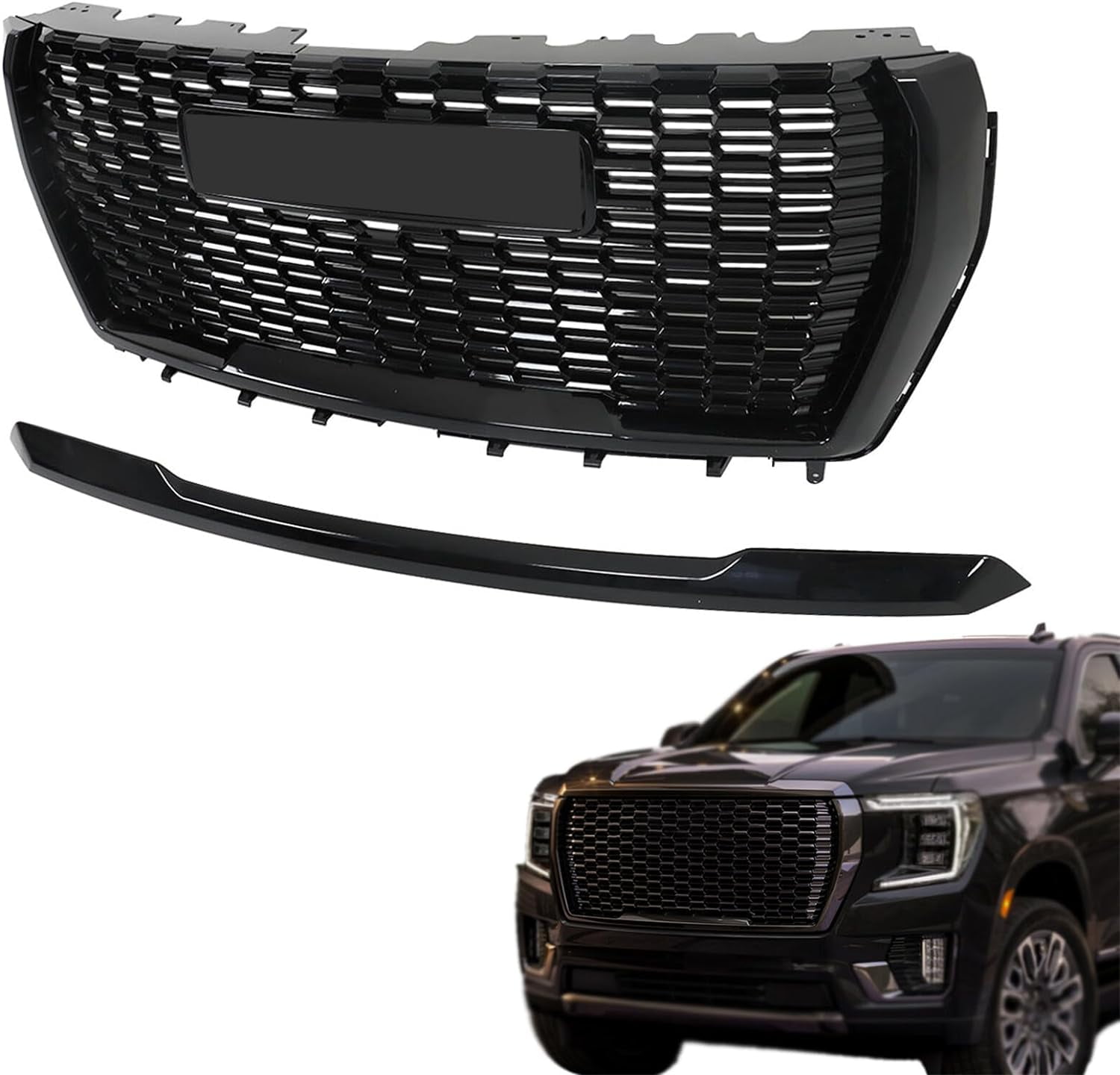 SHZAITOR Front Bumper Grille Assembly Hood Molding Set Replacement for ...