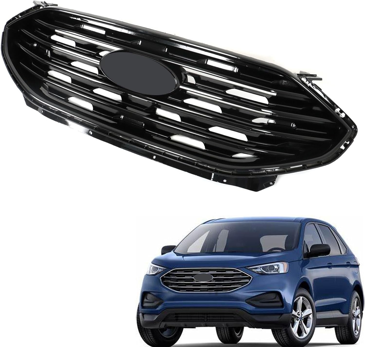 SHZAITOR Front Upper Grille Glossy Black Grill Assembly Replacement for ...