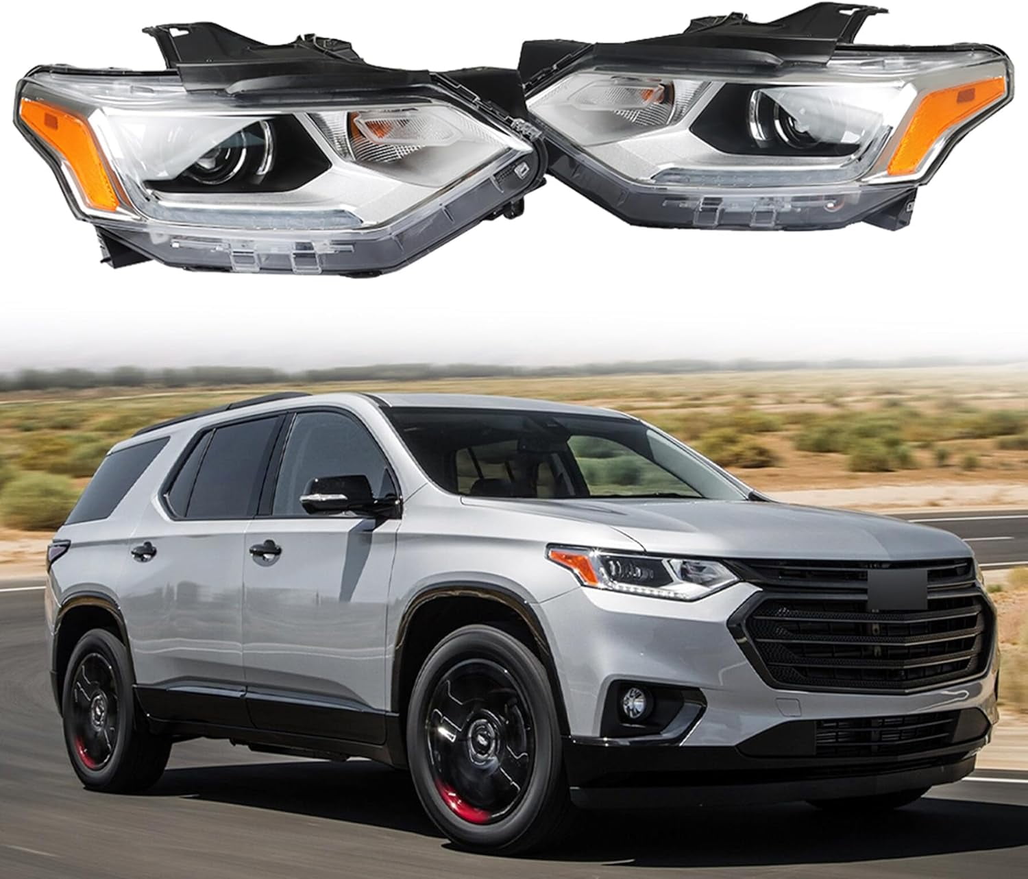 SHZAITOR Headlight Assembly Pair Replacement for Traverse 2018-2021 ...