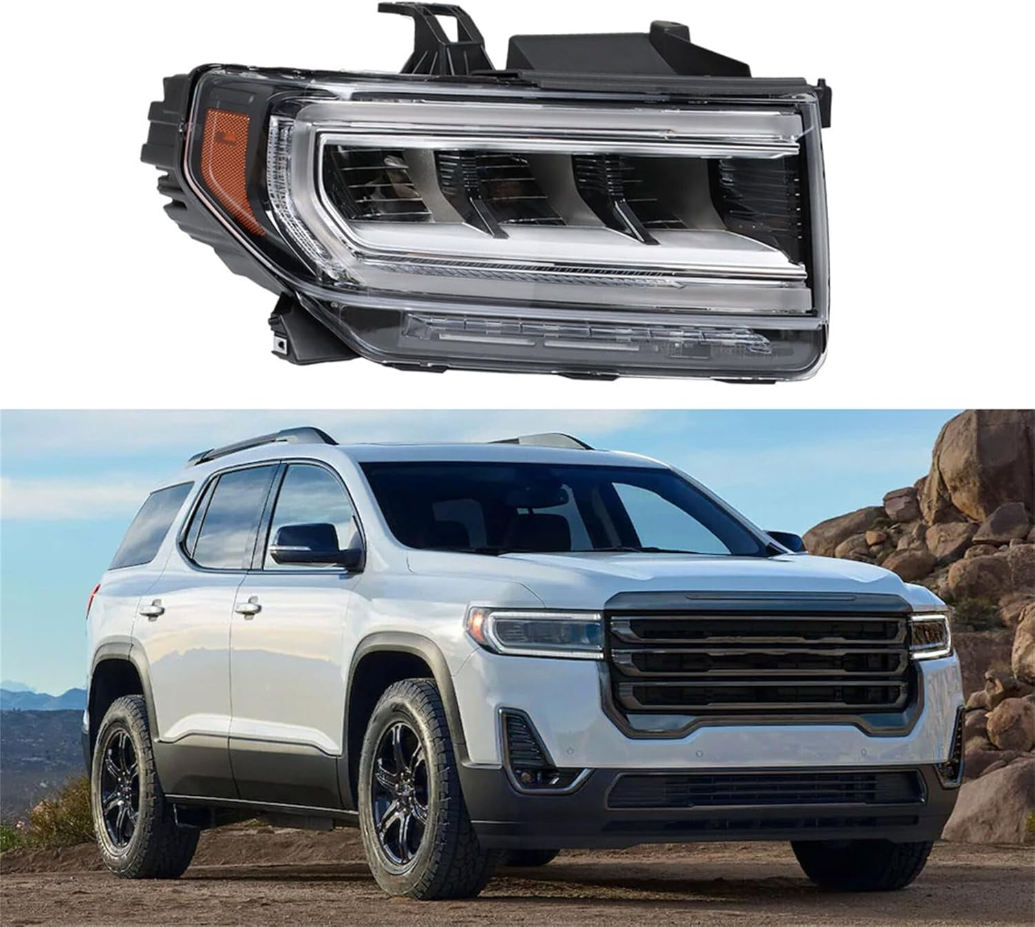 SHZAITOR Headlight Assembly Replacement for 2020-2023 GMC Acadia AT4 ...