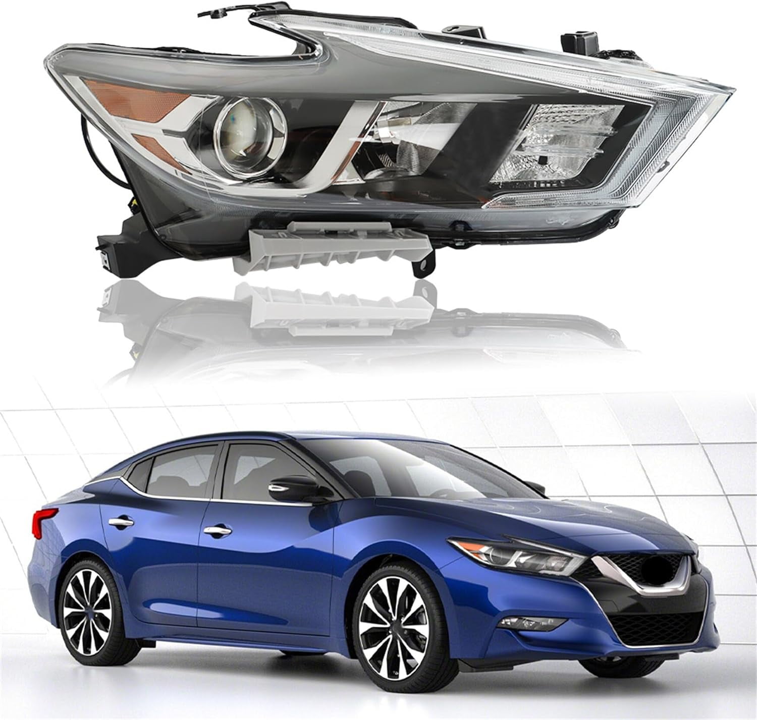 SHZAITOR Headlight Assembly Replacement for Maxima S/SL/SV 2016-2018 Halogen Headlights with DRL ...