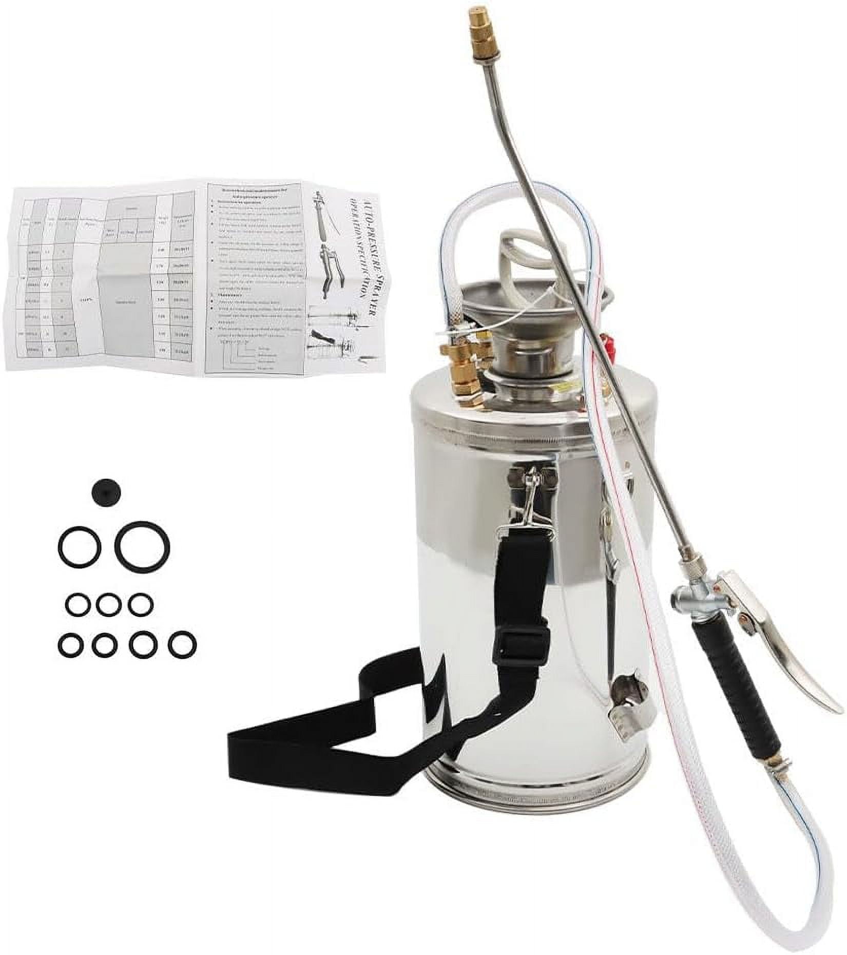 SHZAITOR Heavy Duty Stainless Steel Sprayer, 1.5 Gallon Pump Sprayer ...