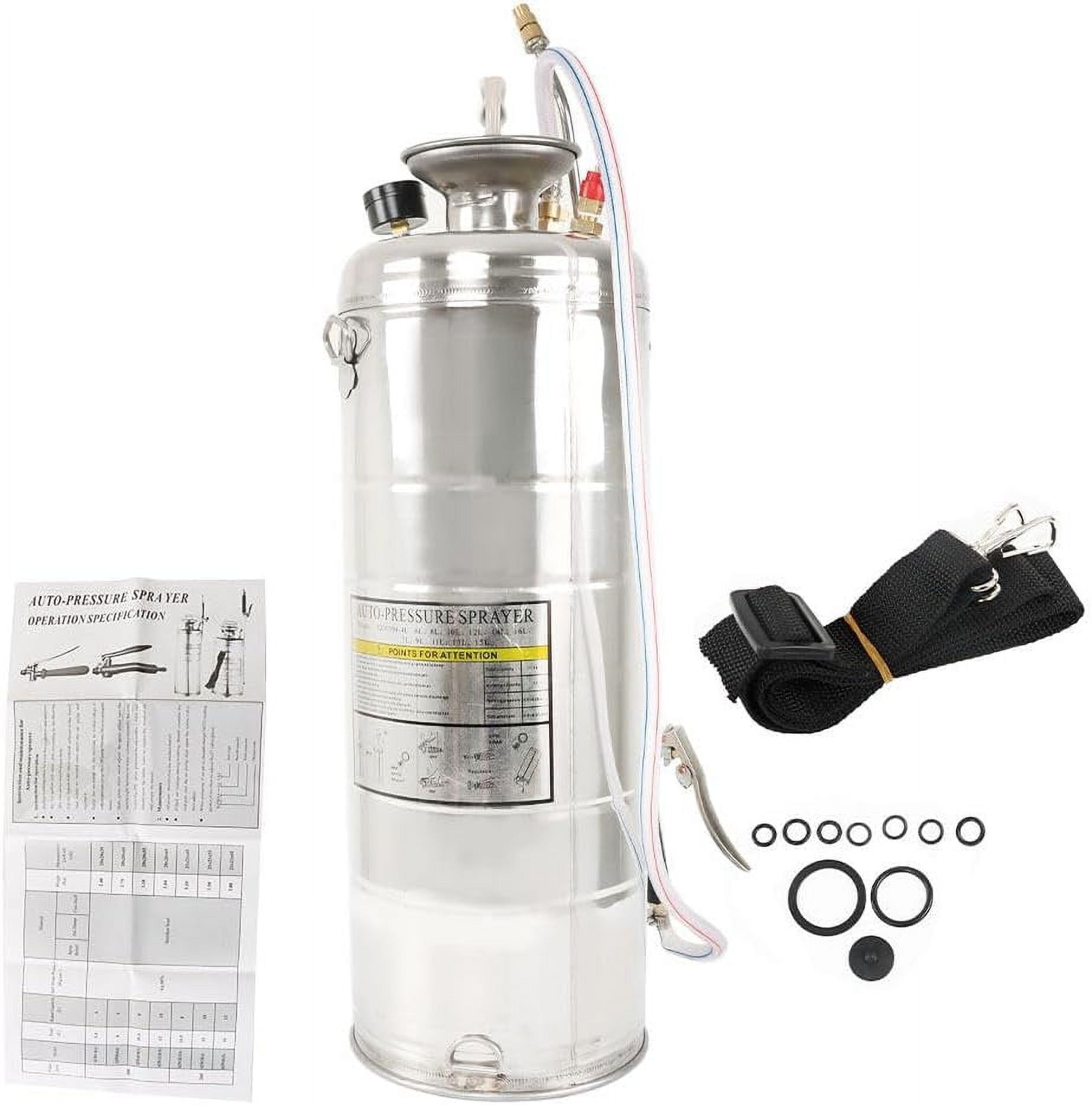 SHZAITOR Heavy Duty Stainless Steel Sprayer, 3.5 Gallon Pump Sprayer ...