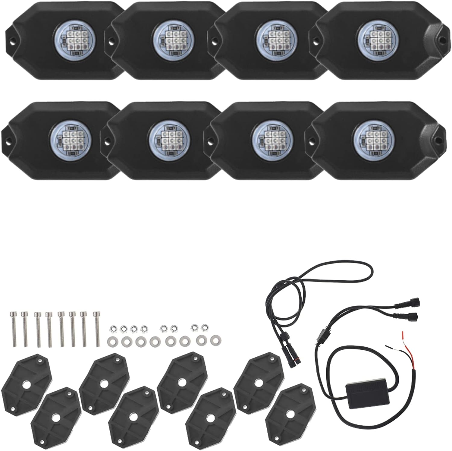 SHZAITOR RGB LED Rock Lights Multicolor Neon LED Kit 2nd-Gen ...